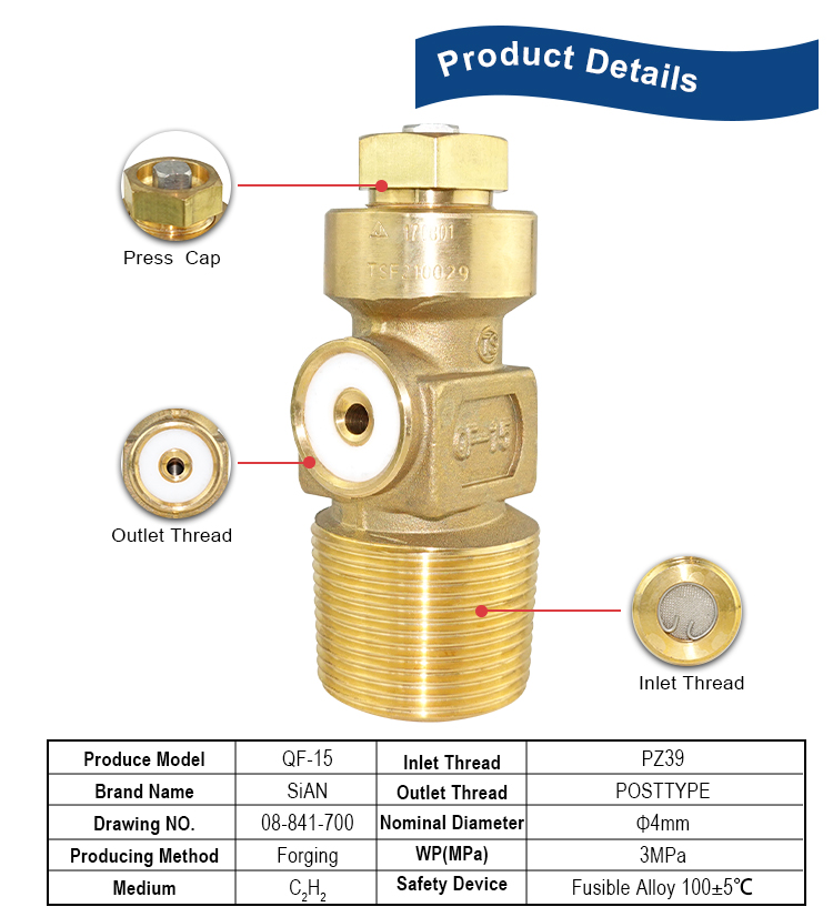 SiAN 3MPa Acetylene Gas Cylinder Valve Brass C2H2 Control Valve - Buy ...